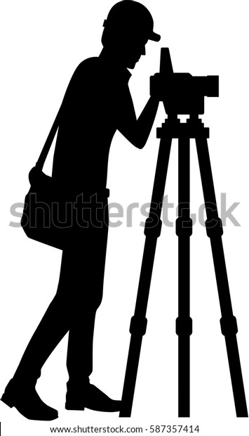 Surveyor Silhouette Theodolite Stock Vector (Royalty Free) 587357414 ...