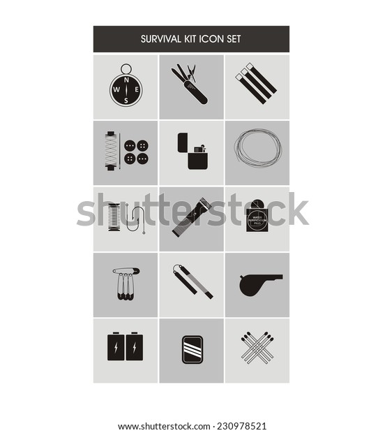 Survival Kit Icon Set Stock Vector (Royalty Free) 230978521 | Shutterstock