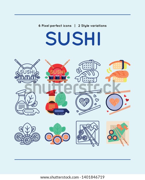 Sushi Line Icons Two Style Variations Stock Vector (Royalty Free ...