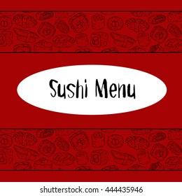 Sushi Menu Design On Red Background Stock Vector (Royalty Free) 444435946