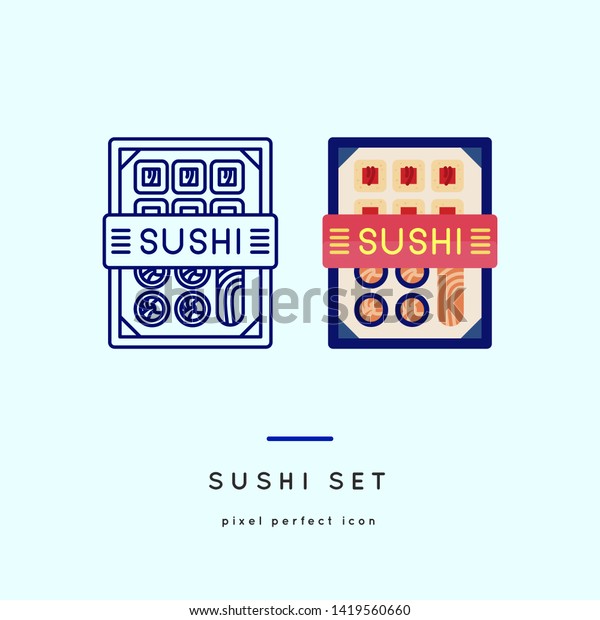 Sushi Set Line Icons Two Style Stock Vector (Royalty Free) 1419560660 ...