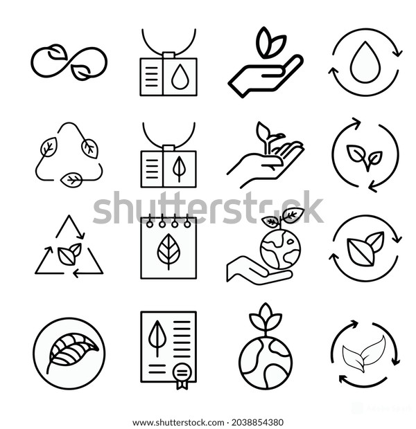 Sustainability Icons Black Vector Minimalist Stock Vector (Royalty Free ...