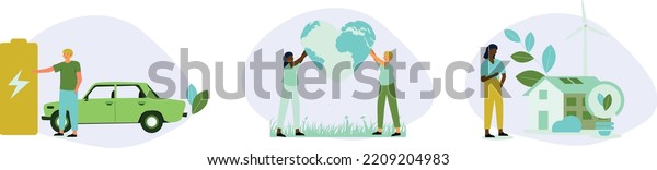 Sustainability Illustration Set People Trying Save Stock Vector ... Sustainability Illustration Set People Trying Save Stock Vector ...