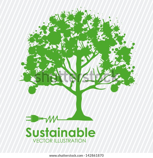 Sustainable Design Over White Background Vector 스톡 벡터(로열티 프리) 142861870