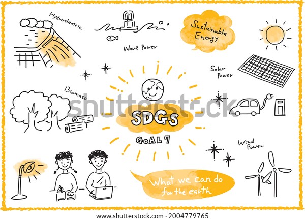 Sustainable Development Goals Goal7 Image Hand Stock Vector (Royalty ...