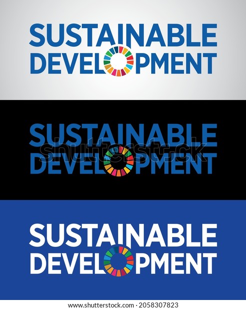 Sustainable Development Typography Logo Colorful Wheel Stock Vector ...
