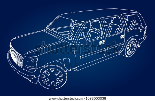 Suv Car Outline Drawing Stock Vector (Royalty Free) 1098003038 ...
