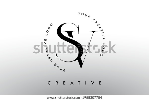 Sv Letter Logo Design Serif Typography Stock Vector (Royalty Free ...