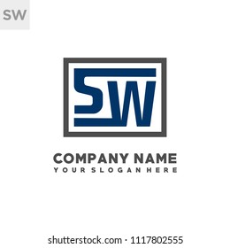 Sw Initial Box Letter Logo Template: vector de stock (libre de regalías ...