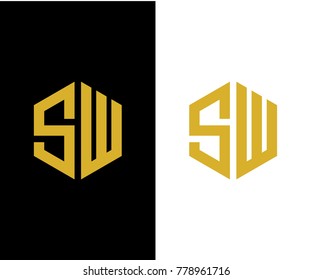 Sw Initial Hexagon Icon Letter Logo Stock Vector (Royalty Free ...