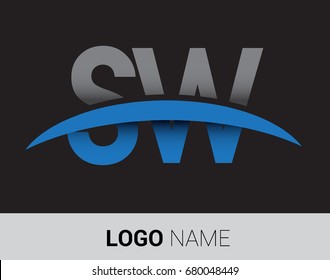 Sw Initial Logo Company Name Colored Stock Vector (Royalty Free) 680048449