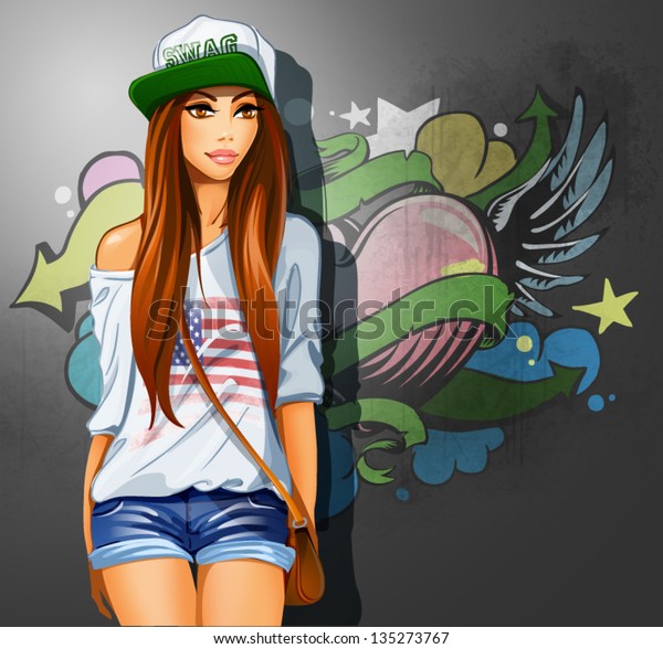Swag girl. Vector