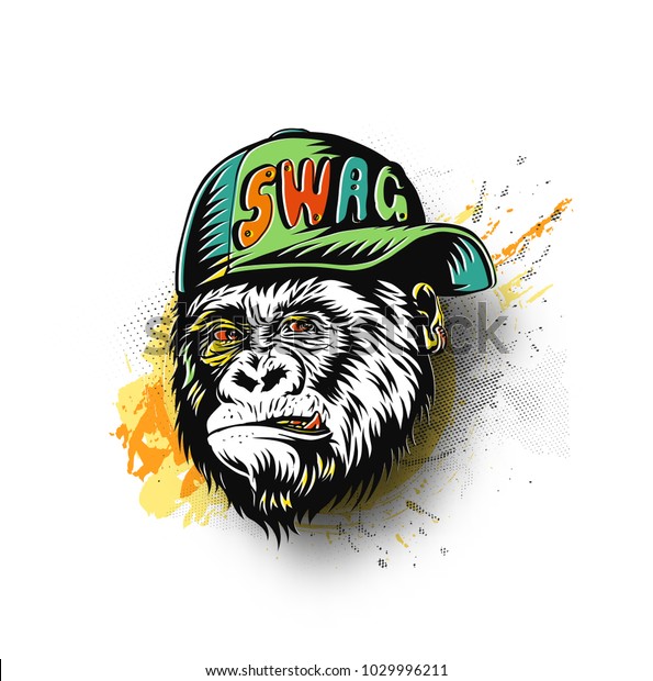 Swag Monkey Cap Monkey Modern Street Stock Vector (Royalty Free ...