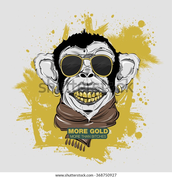 Swag Monkey Scarf Sunglasses Print Tshirt Stock Vector (Royalty Free ...