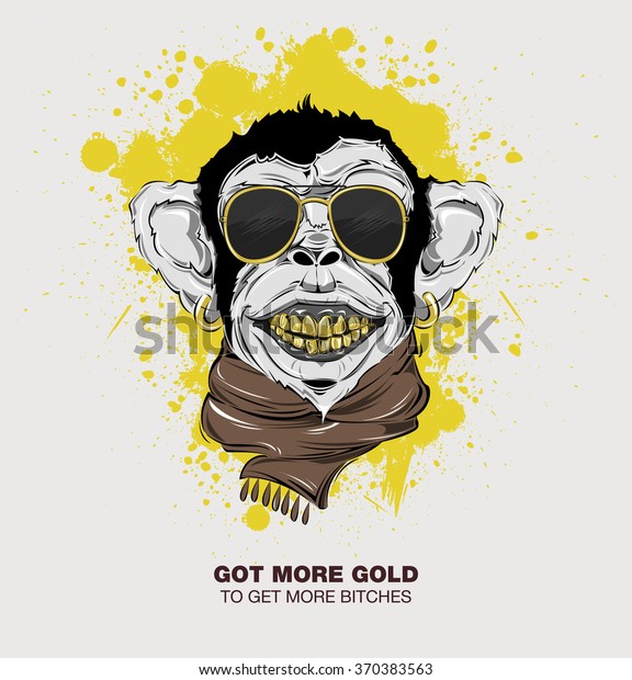 Swag Monkey Scarf Sunglasses Print Tshirt Stock Vector (Royalty Free ...