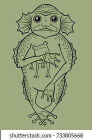 Swamp Monster Hand Drawn Vector Illustration Stock Vector (Royalty Free ...