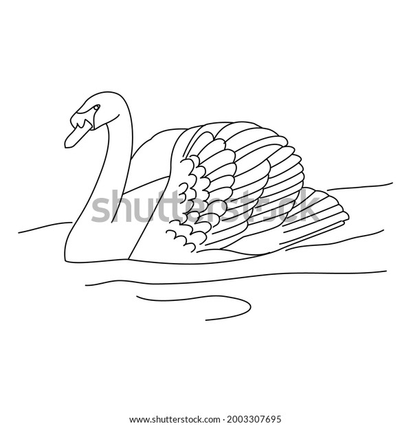 Swan Line Drawing Clip Art Stock Vector (Royalty Free) 2003307695 ...