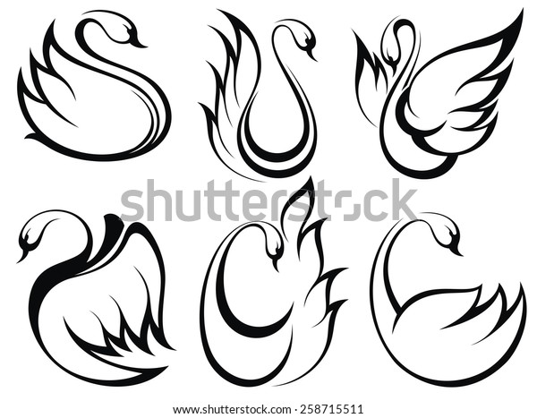 Swan Symbol Set Stock Vector (Royalty Free) 258715511