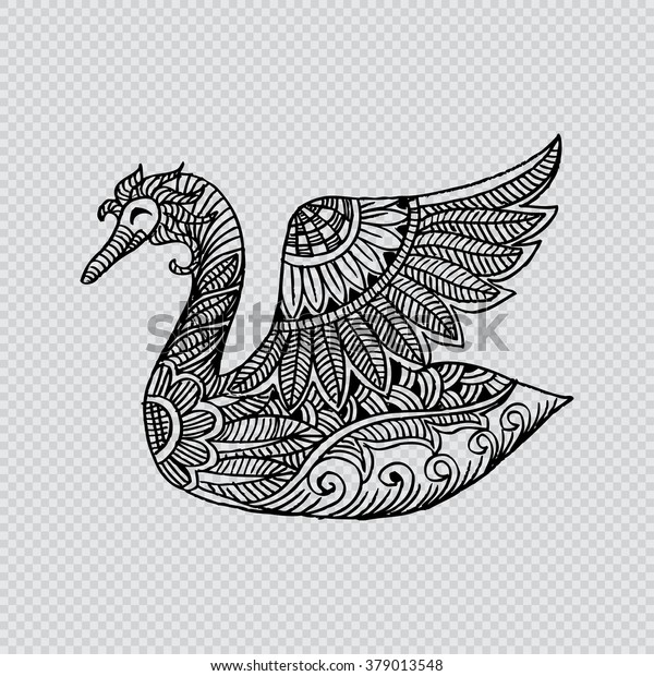 Swan Zentangle Stylized Hand Drawing Illustration Stock Vector (Royalty ...