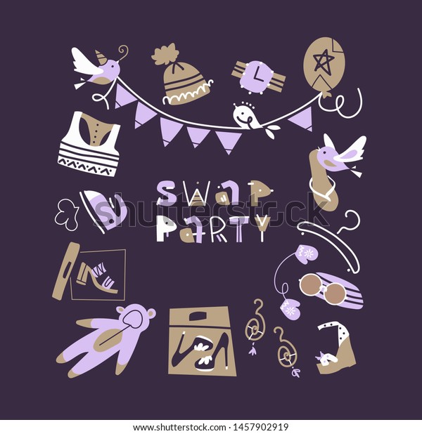 Swap Party Poster Template Hand Drawn Stock Vector (Royalty Free ...