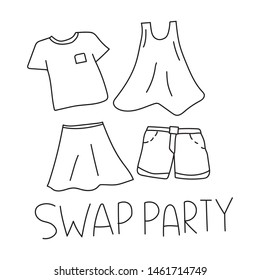 Swap Party Vector Hand Drawn Outline Stock Vector (Royalty Free) 1461714749