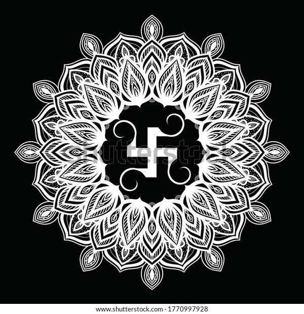 Swastik Graphic Black White Vector Mandala Stock Vector (Royalty Free ...