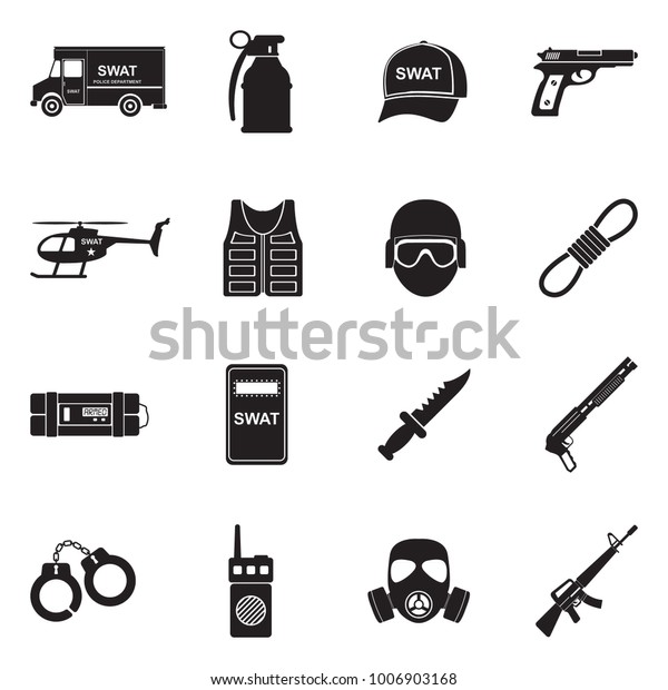 Swat Icons Black Flat Design Vector Stock Vector (Royalty Free ...