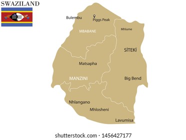Swaziland Map Vector Illustration City Map Stock Vector (Royalty Free ...