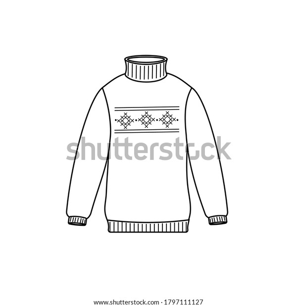 Pullover mit schwarzem Umriss, Skizze, Clipart,: Stock-Vektorgrafik ...