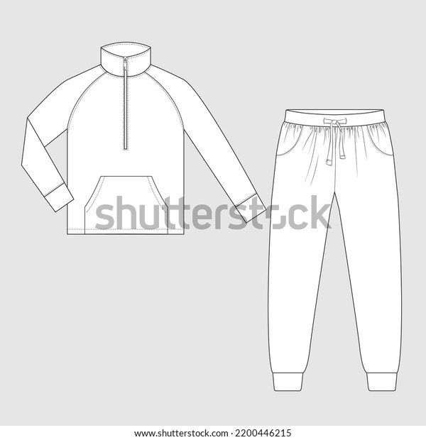 Sweater Jogging Cad Technical Drawing Stock Vector (Royalty Free ...