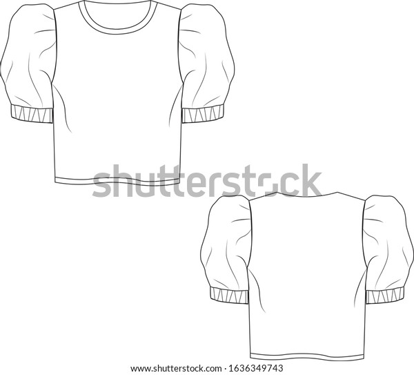 Sweater Technical Drawing Front Back Vector Stock Vector (Royalty Free ...