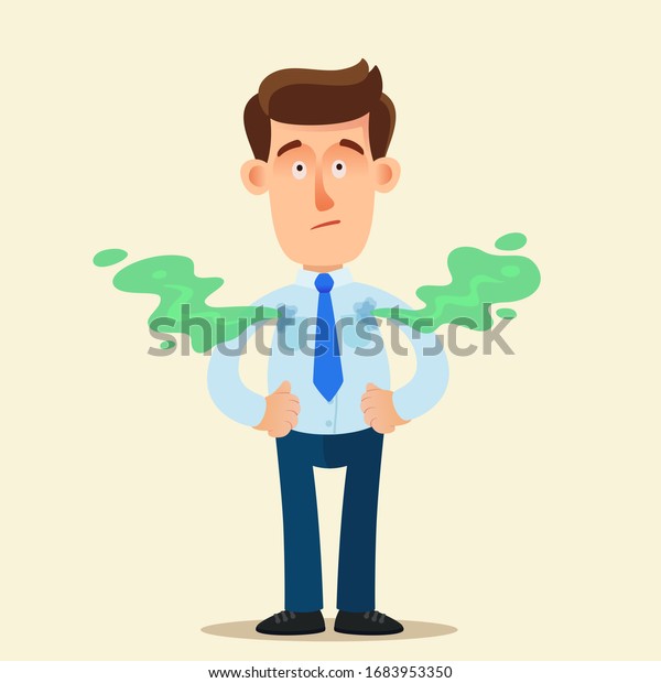 Sweating Excessive Perspiration Diaphoretic Young Man Stock Vector ...