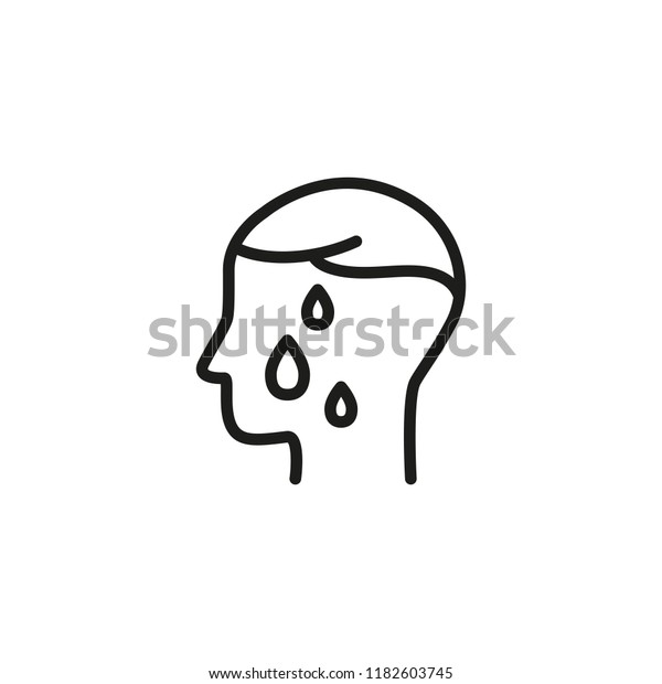 Sweating Line Icon Person Profile Drops Stock Vector (Royalty Free ...