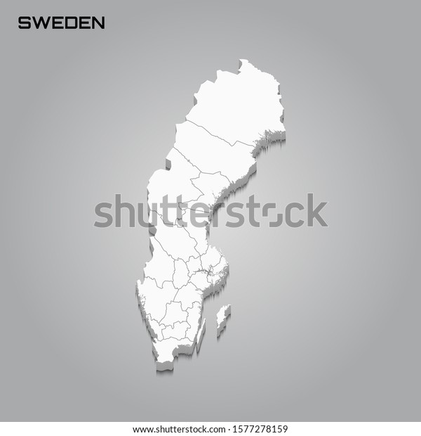 Sweden 3d Map Borders Regions Vector Stock Vector (Royalty Free) 1577278159