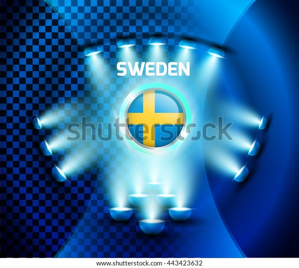 Sweden Flag Blue Light Effect Celebration: เวกเตอร์สต็อก (ปลอดค่า ...