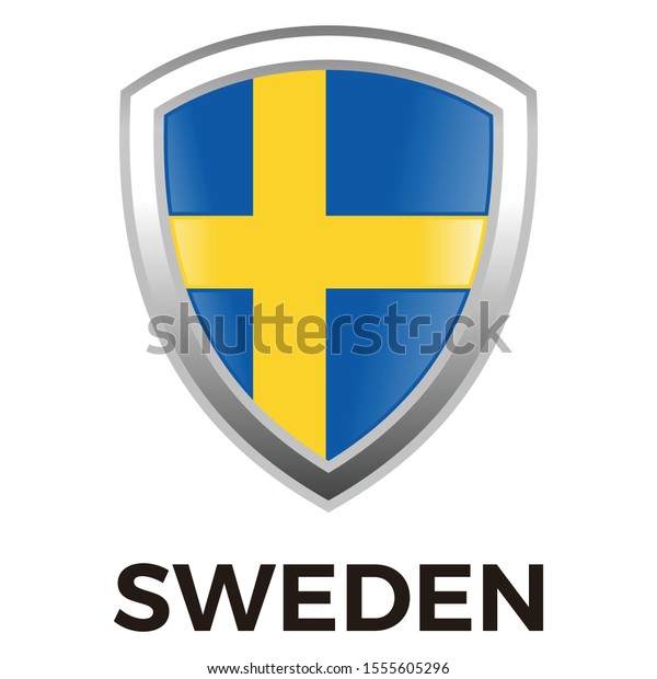 Sweden Flag Shield Logo Icon Vector Stock Vector (Royalty Free) 1555605296