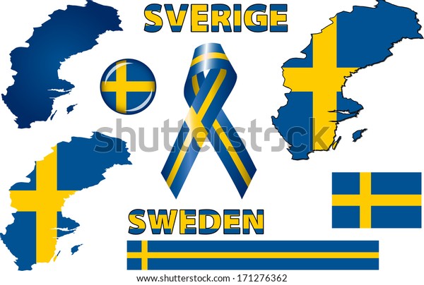 Sweden Icons Set Vector Graphic Images Stock Vector (Royalty Free ...