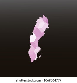 Sweden Mappurple Map Made Hexagon On: vector de stock (libre de ...