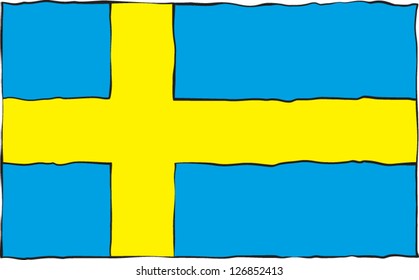 Swedish Flag Hand Drawn Stock Vector (Royalty Free) 126852413