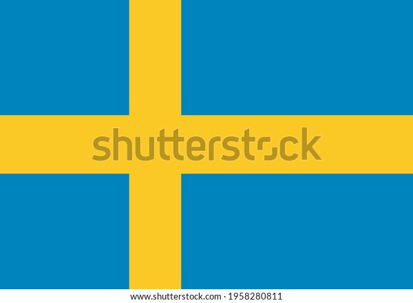 Swedish Flag Yellow Cross On Blue Stock Vector (Royalty Free ...