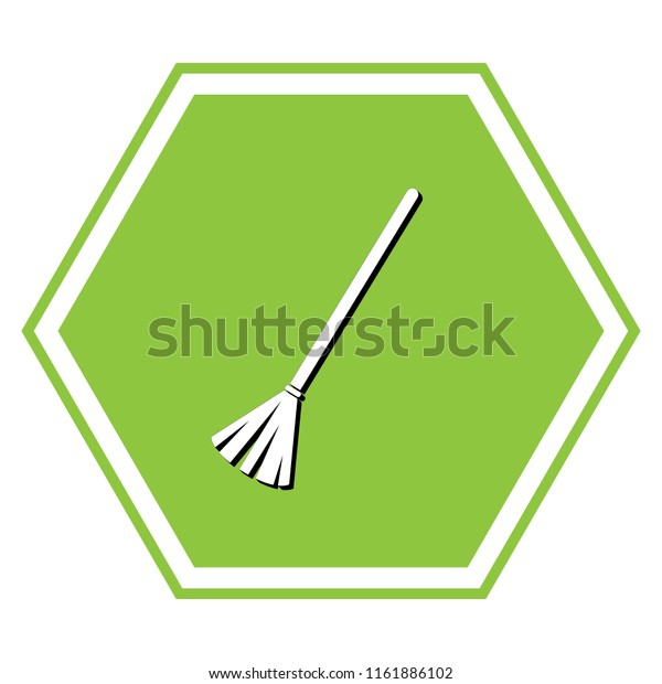Sweeping Broom Sign Vector White Icon: เวกเตอร์สต็อก (ปลอดค่าลิขสิทธิ์ ...