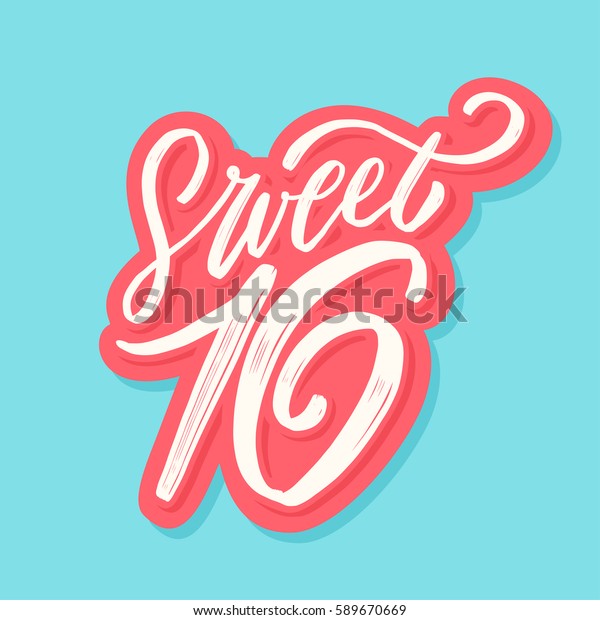 Sweet 16 Vector Hand Lettering Stock Vector (Royalty Free) 589670669