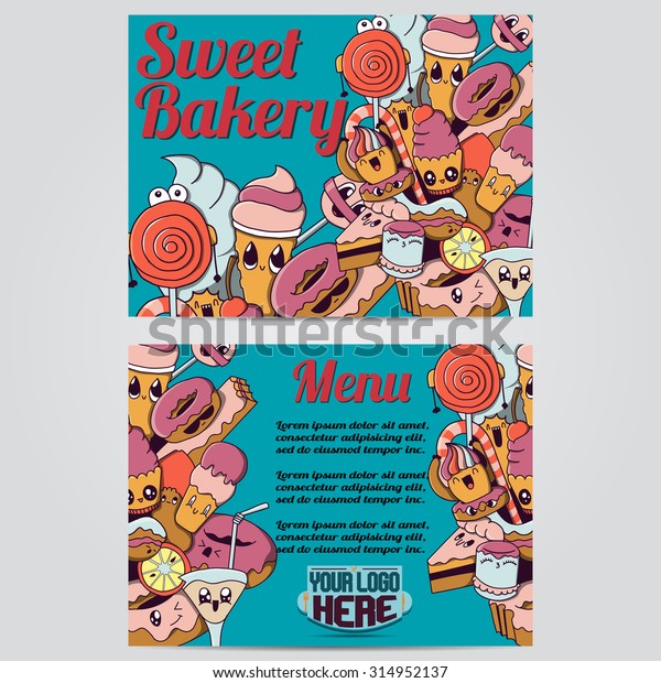 Sweet Bakery Menu Card Design Template Stock Vector (Royalty Free ...