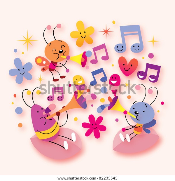 Sweet Beetle Music Stock Vector (Royalty Free) 82235545