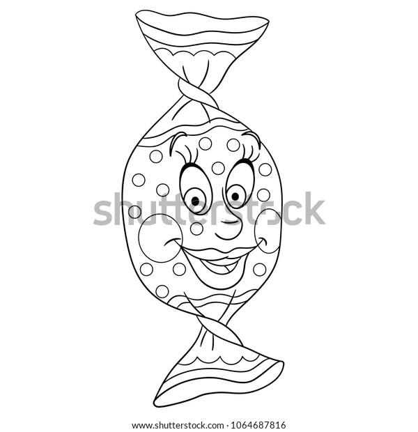 Sweet Candy Coloring Page Happy Pastry Stock Vector (Royalty Free ...