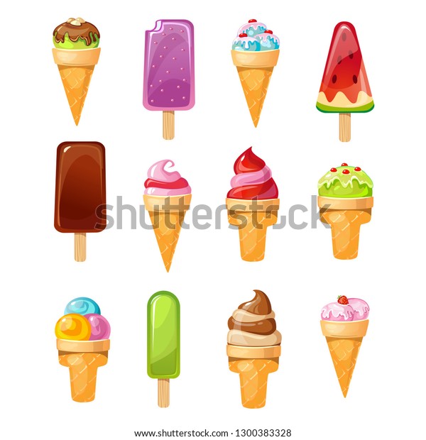 Sweet Cartoon Ice Cream Set Isolated Stock Vector (Royalty Free ...