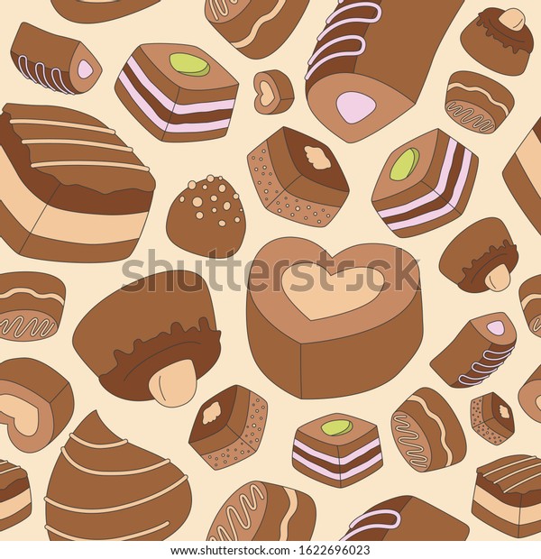 Sweet Chocolate Background Vector Color Seamless Stock Vector (Royalty ...