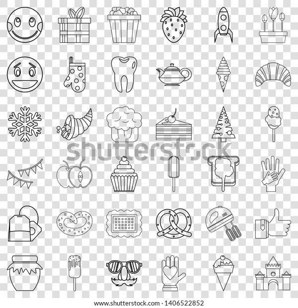 Sweet Cons Set Outline Style 36 Stock Vector (Royalty Free) 1406522852 ...
