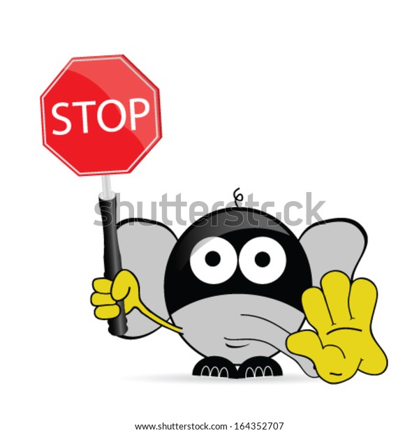 Sweet Cute Elephant Sign Stop Vector Stock Vector (Royalty Free ...
