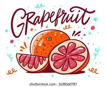 Sweet Cute Grapefruit Cartoon Style Vector Stock Vector (Royalty Free ...